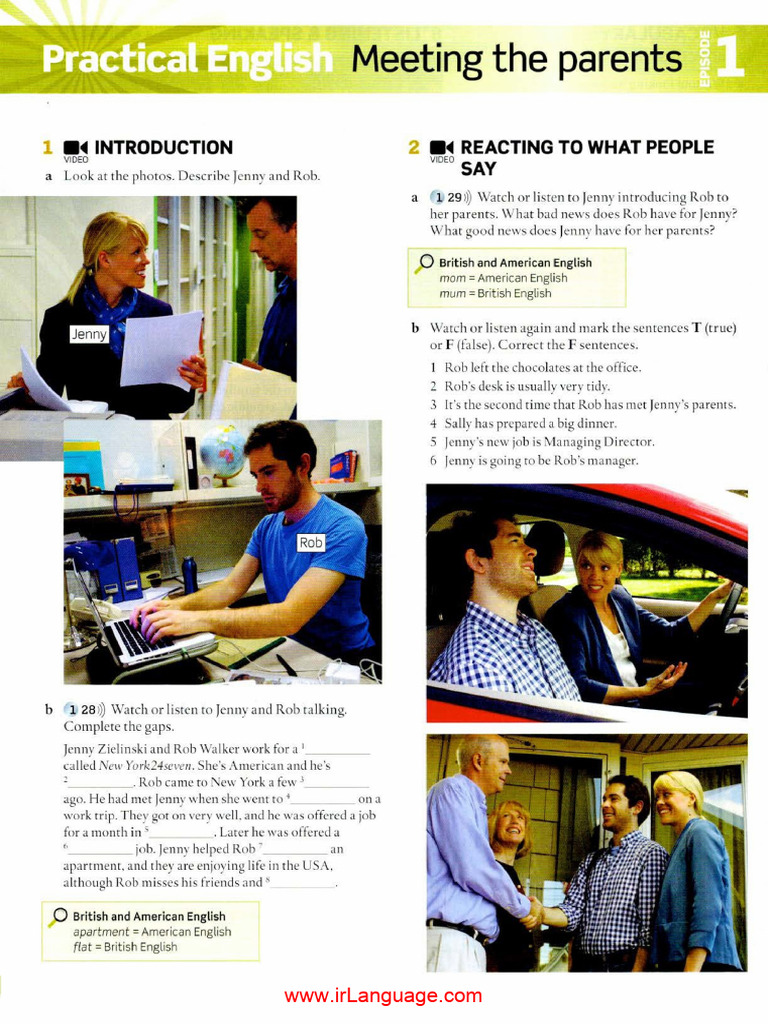 1 - Meeting The Parents (Student Worksheets) | PDF