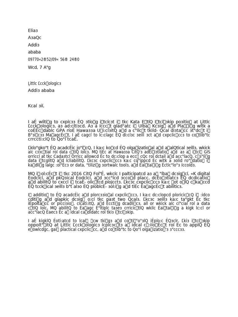 Elias Asaye Motivation Letter For Data Entry - Compressed | PDF