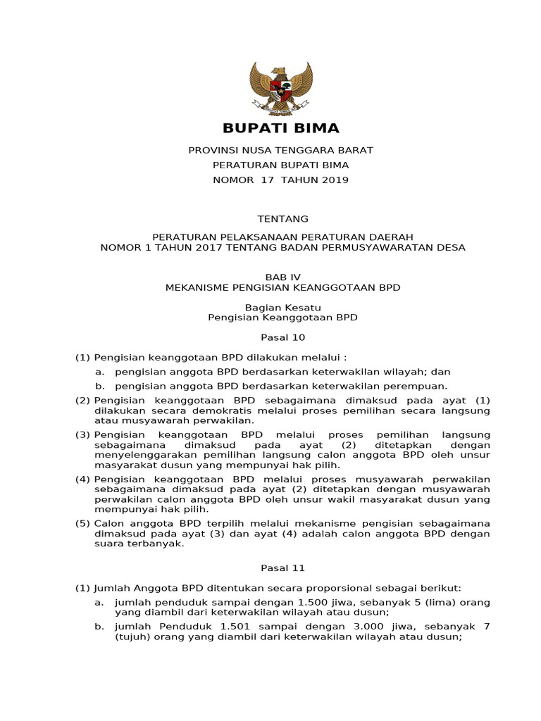 Materi Pengisian BPD - 2019 | PDF