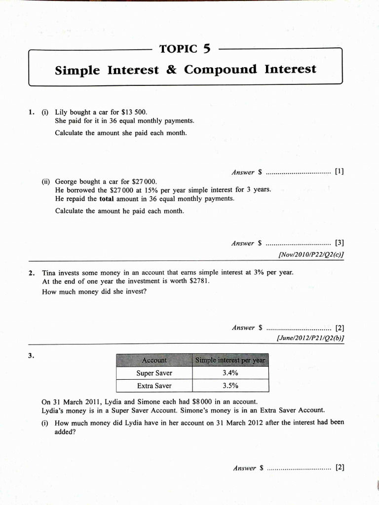 5. Simple Intetest and Compound Interest (1) | PDF
