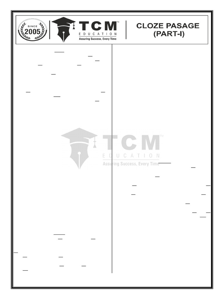 Cloze Pasage (Part-I) | PDF