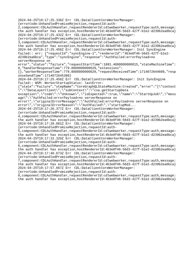 WebLogs - Core - Diagnostics Error Logs Previous Session | PDF
