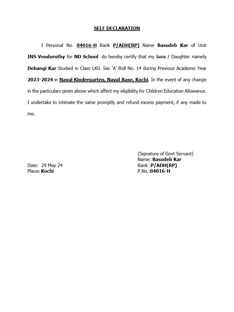 CEA Self Decleration 2024 | PDF