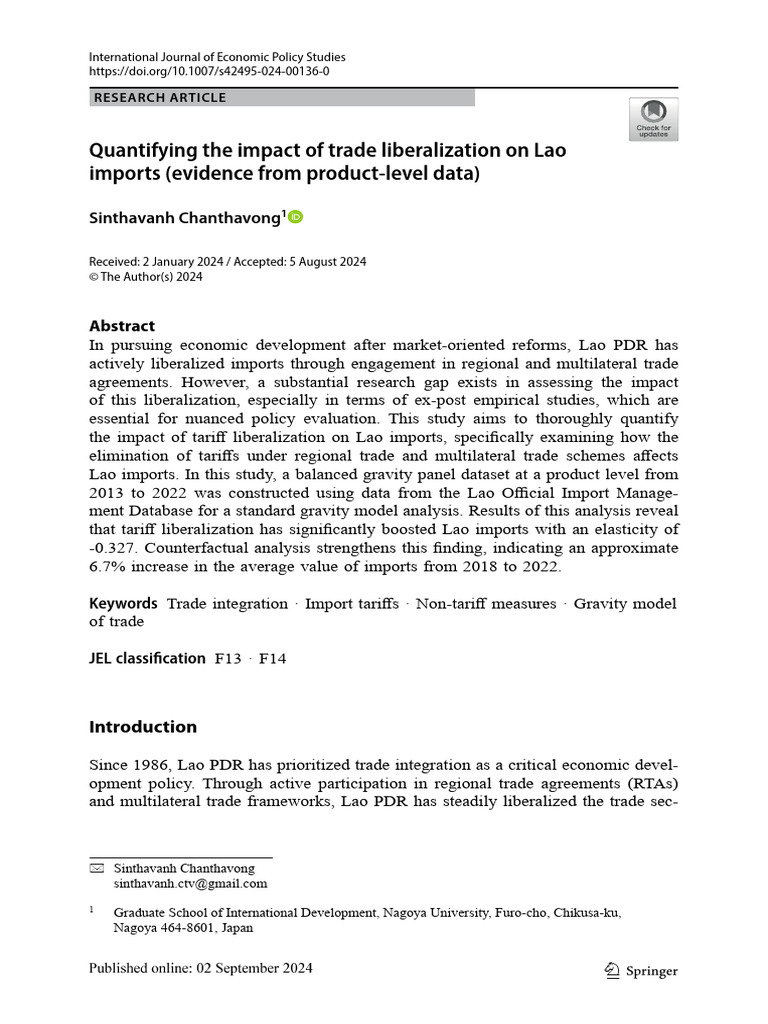 Laos Trade Liberalization | PDF | Asean Free Trade Area | Trade Agreements