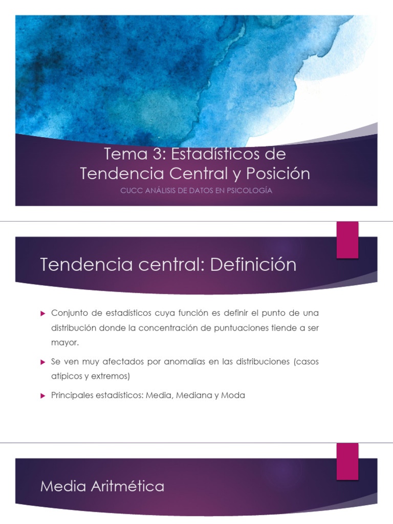 Tema 3. Estadísticos de Tendencia Central y Posición | PDF