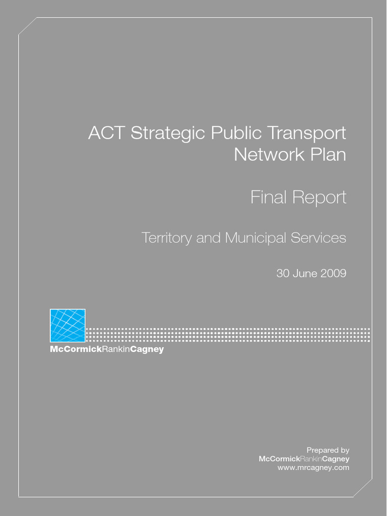 ACT Strategic Public Transport Network Plan 2009 | PDF