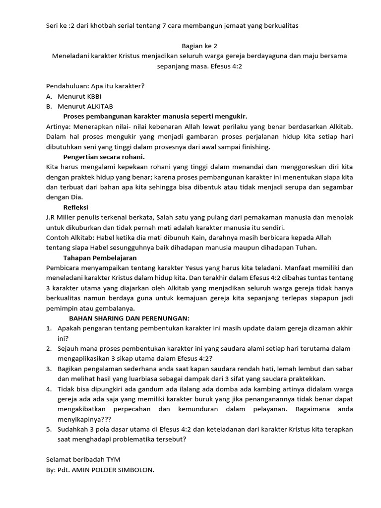 Bahan Sharing ITM GPSI JABODETABES 20 Juni 2024 - Pdt. A. P.Simbolon | PDF
