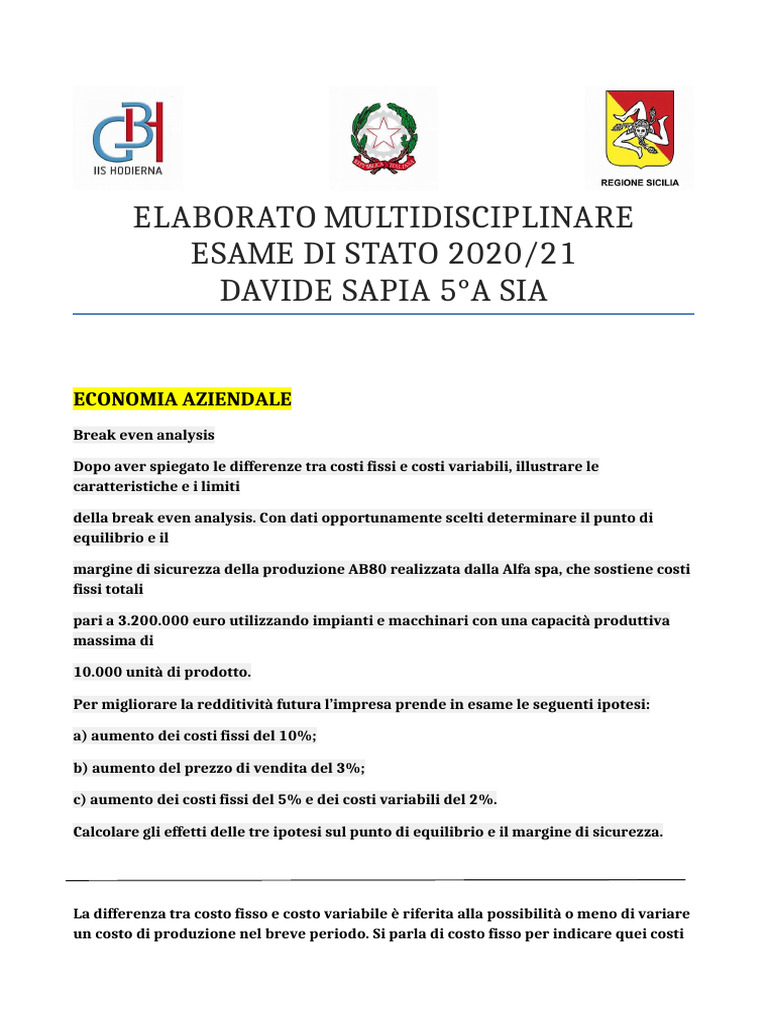 Elaborato Esame Davide Sapia 5a Sia | PDF