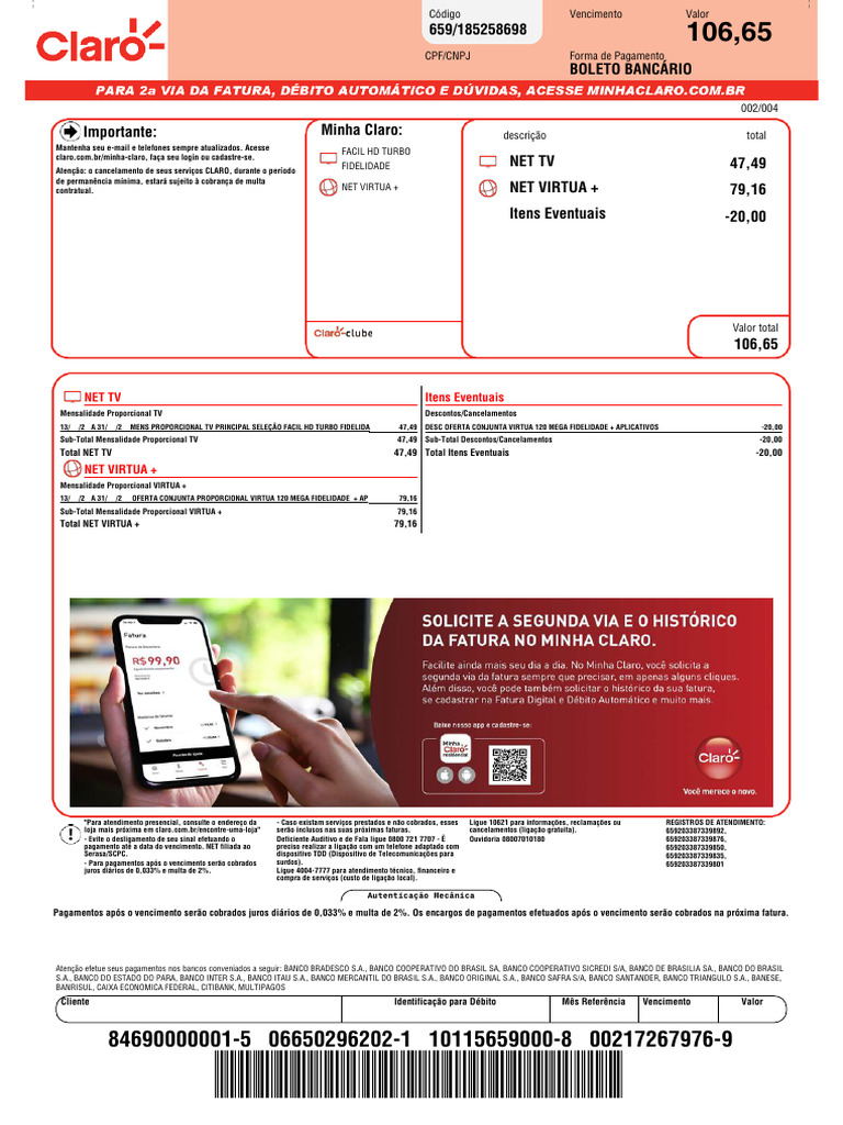 Fatura-Net Claro3 5 | PDF