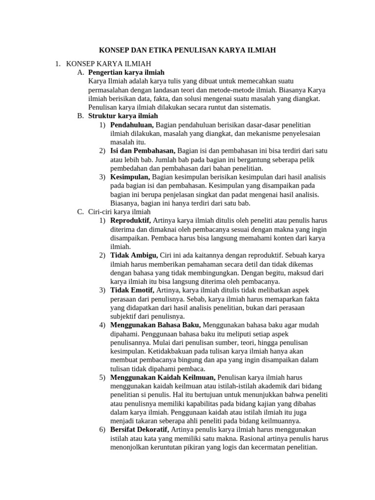 Konsep Dan Etika Penulisan Karya Ilmiah | PDF