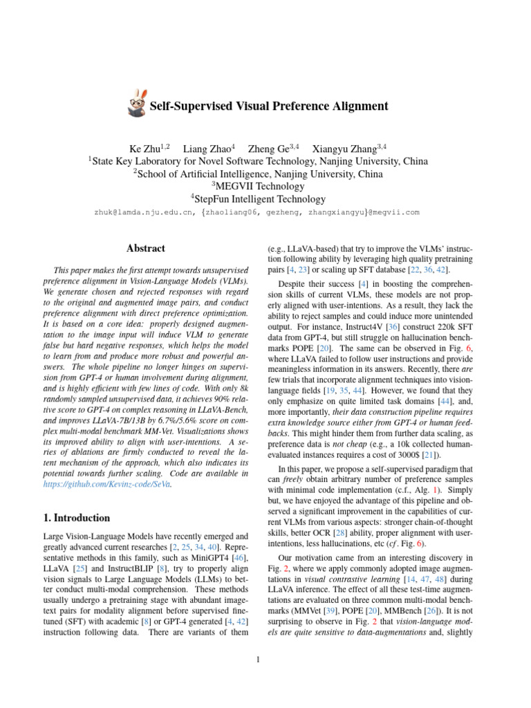 Self-Supervised Visual Preference Alignment: Zhuk@lamda - Nju.edu - CN, Zhaoliang06, Gezheng ...