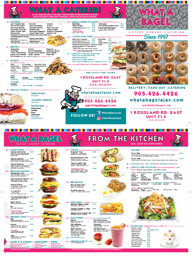 What A Bagel Menu: Pastries & More | PDF | Salad | Pickling