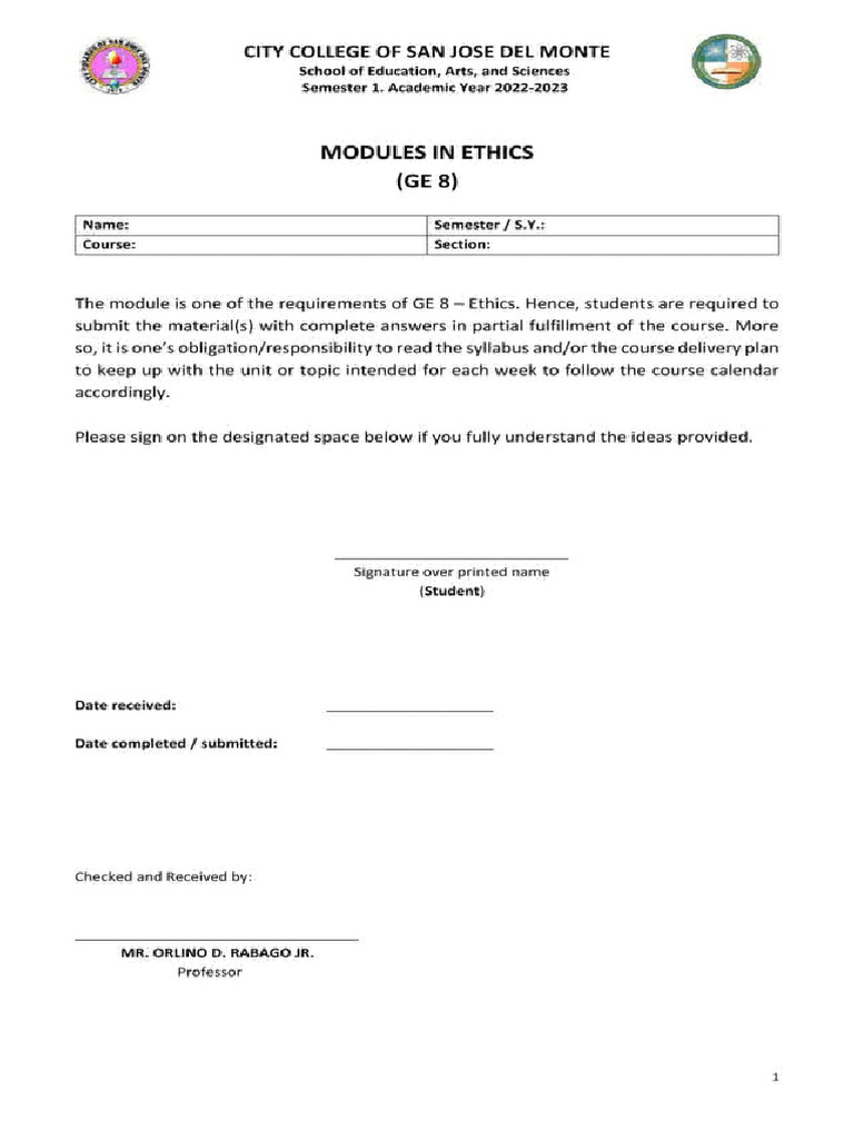 Ethics Module | PDF