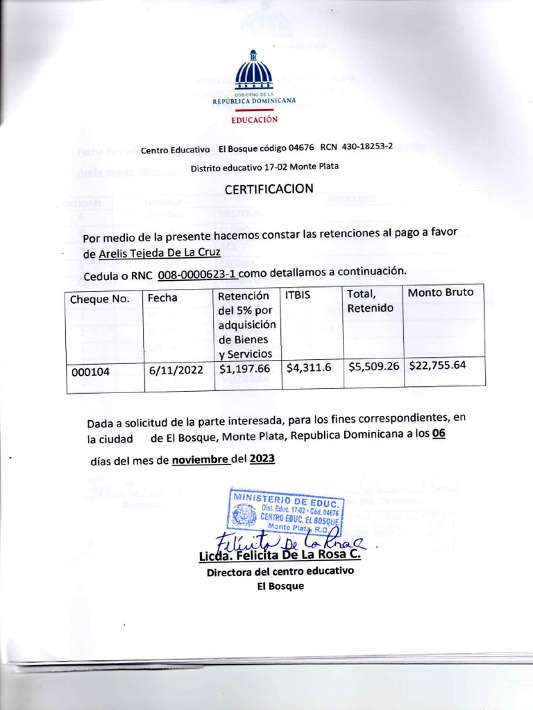 Retencion Del 5% | PDF