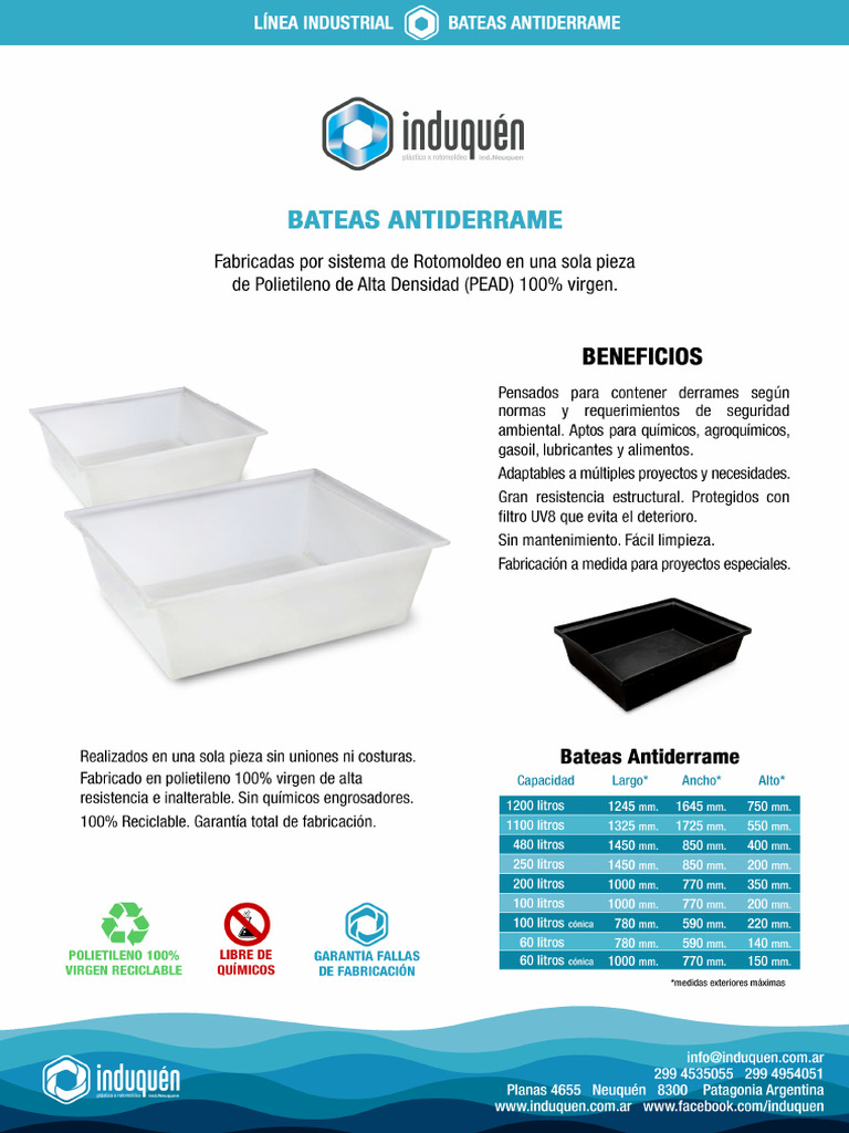 Ficha Bandeja Antiderrame | PDF