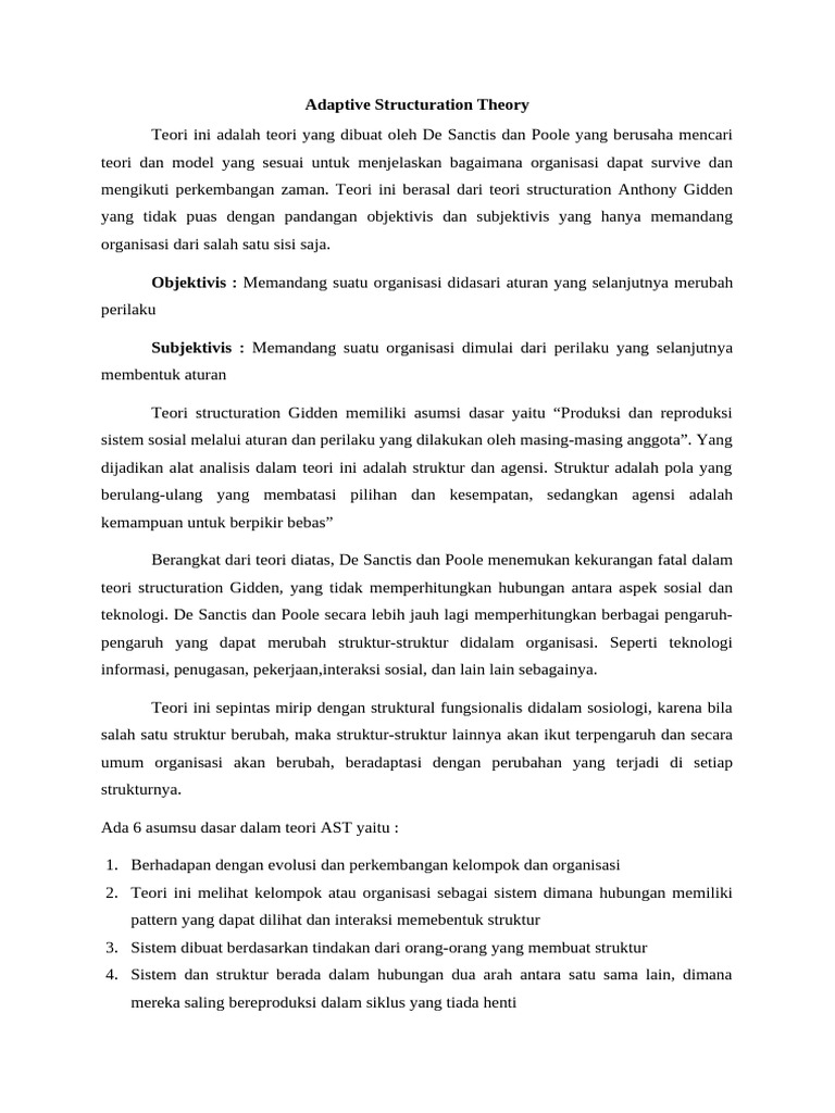 Adaptive Structuration Theory Nurul | PDF