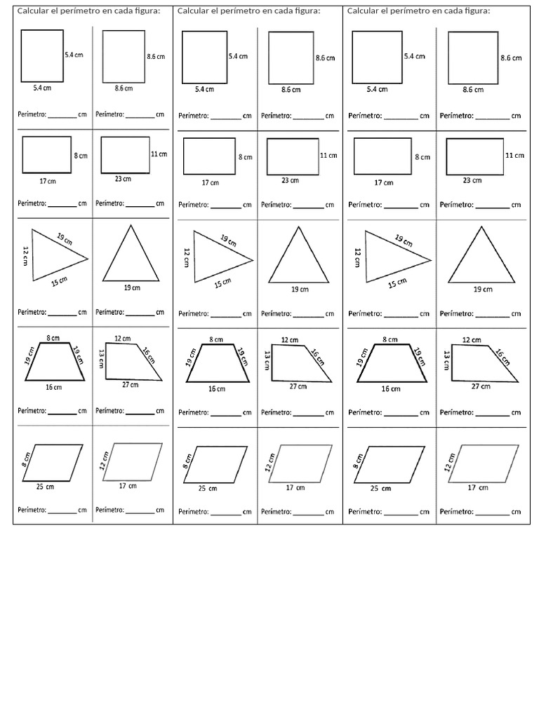 Calcular El Perímetro en Cada Figura | PDF