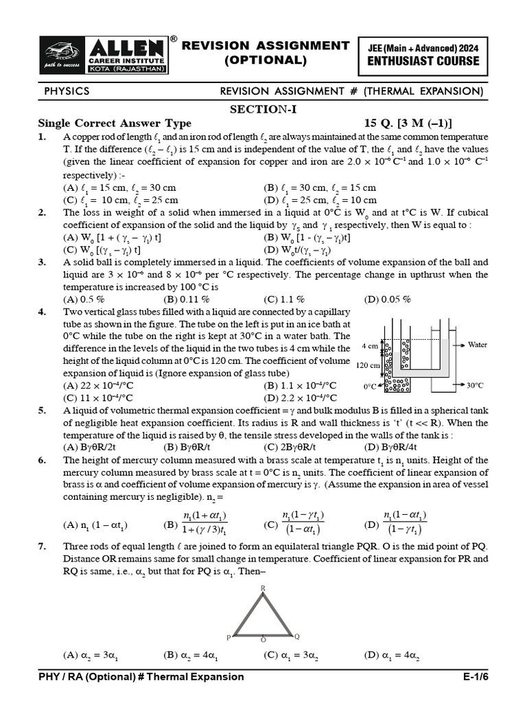 04 - Assignment # Thermal Expansion - Eng | PDF | Thermal Expansion | Continuum Mechanics