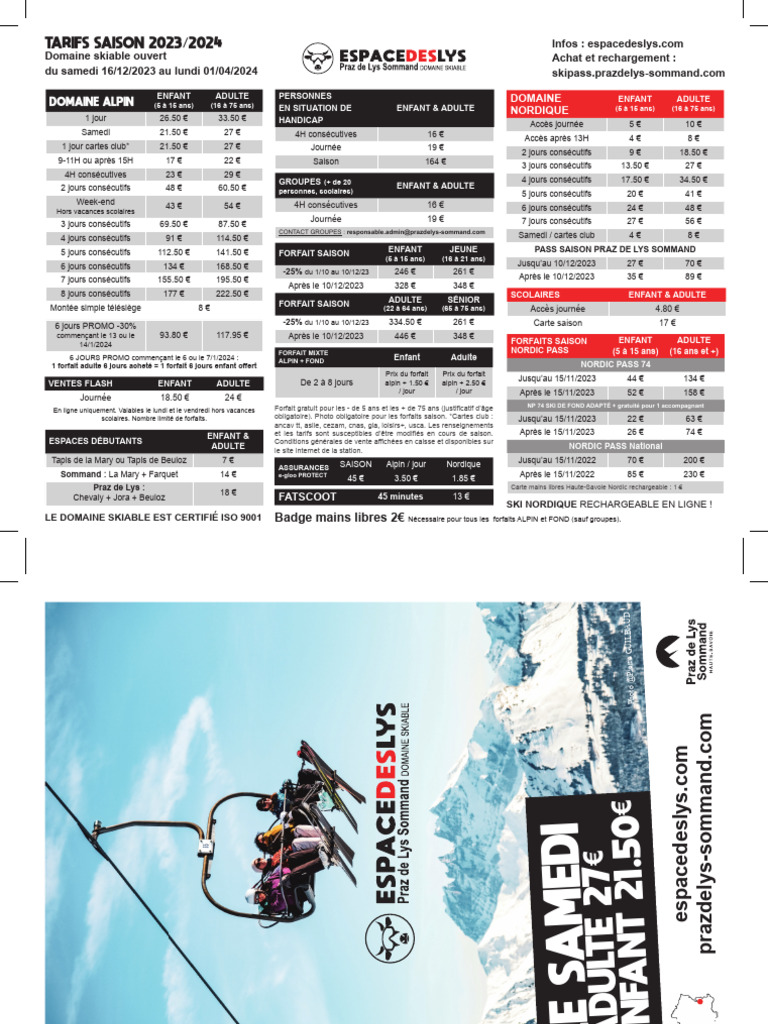 Flyer Tarifs 2023-2024 | PDF
