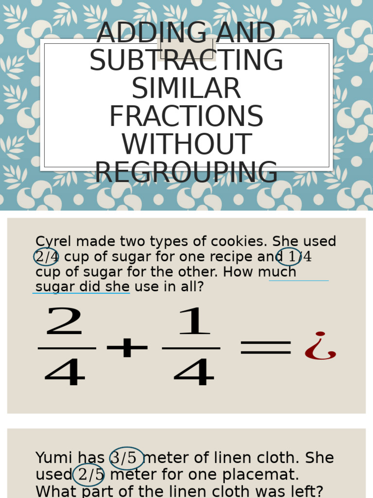 Adding and Subtracting Similar Fractions | PDF