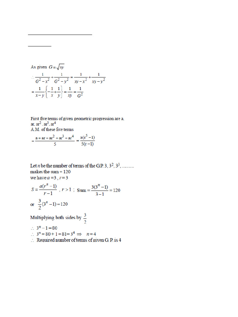 SEQUENCES AND SERIES Answer Key 2024-25 | PDF