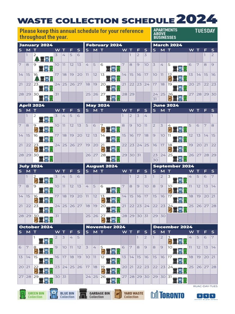 2024 Waste Collection Schedule Toronto | PDF | Waste | Municipal Solid ...