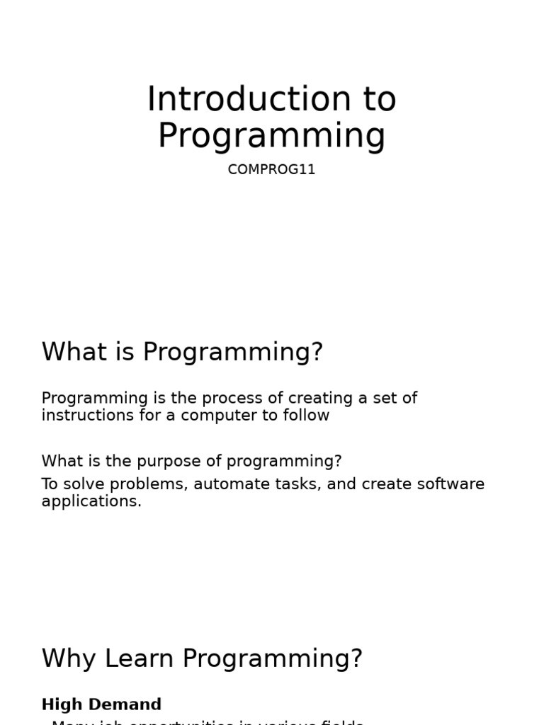 Introduction To Programming | PDF