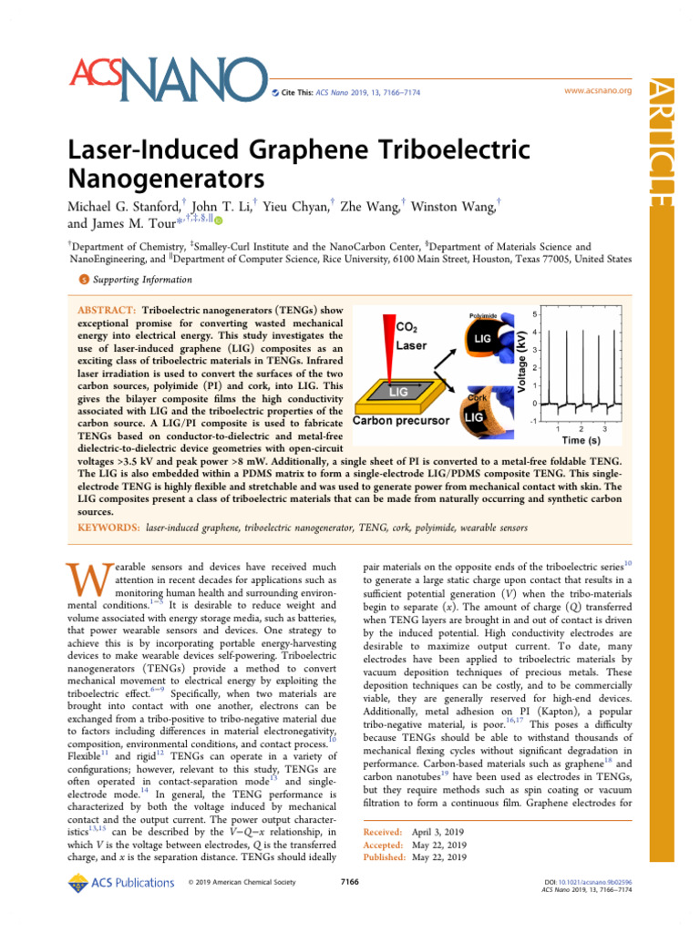 Laser-Induced Graphene Triboelectric Nanogenerator | PDF