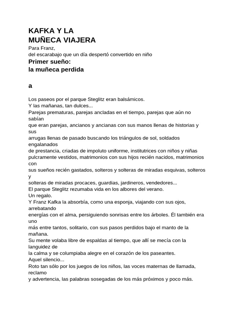 Kafka y La Muñeca Viajera 1 | PDF | Franz Kafka | Sicología