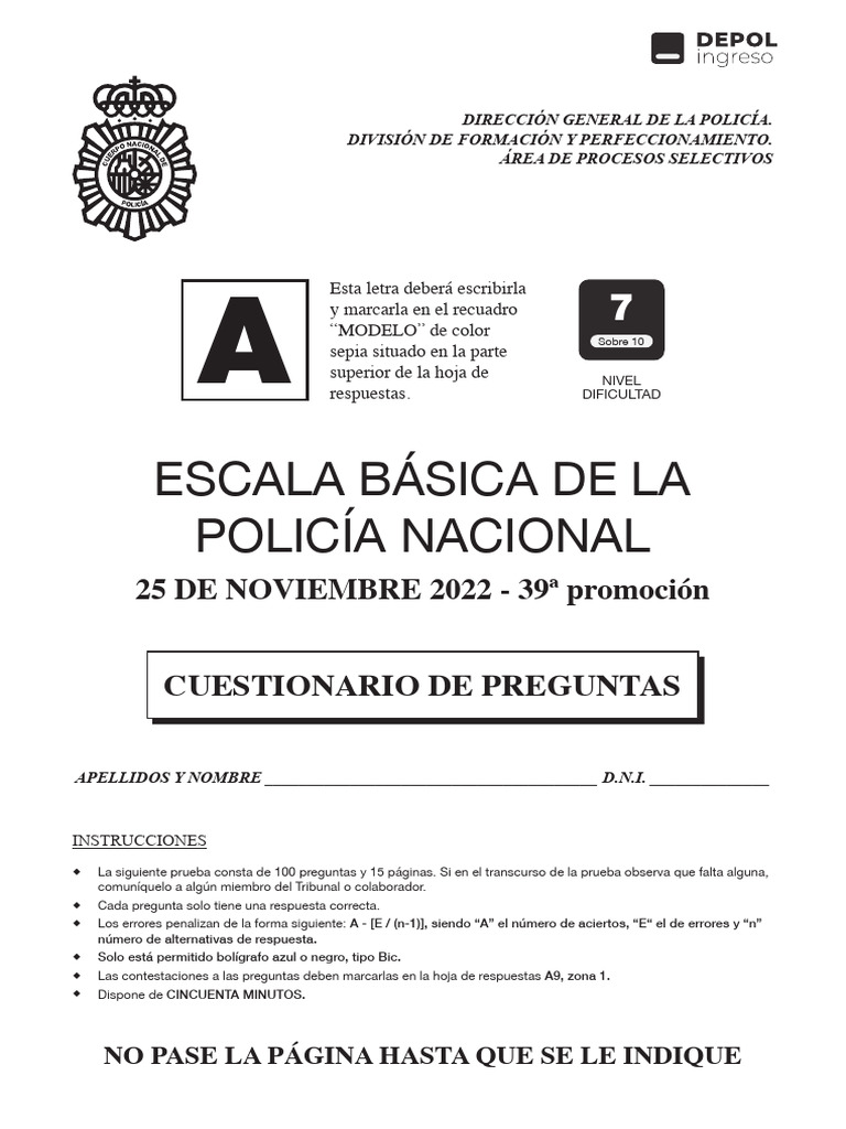 SIMULACRO GENERAL 32 DEPOL Ingreso 2022 | PDF