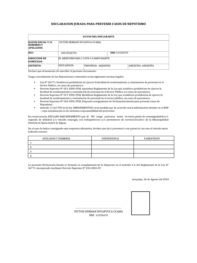 03 Formato Nepotismo | PDF