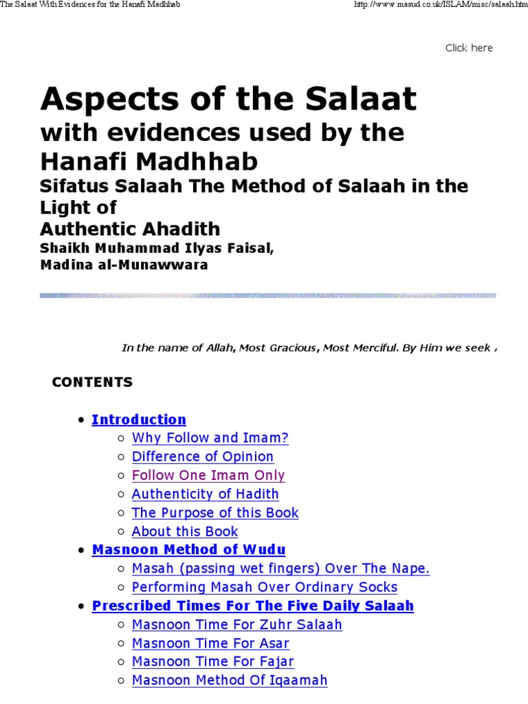 The Salaat With Evidences For The Hanafi Madhhab | PDF | Hadith ...