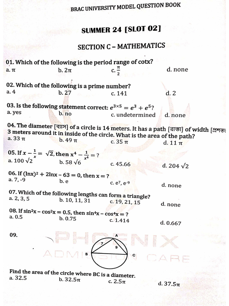 Brac University Question | PDF