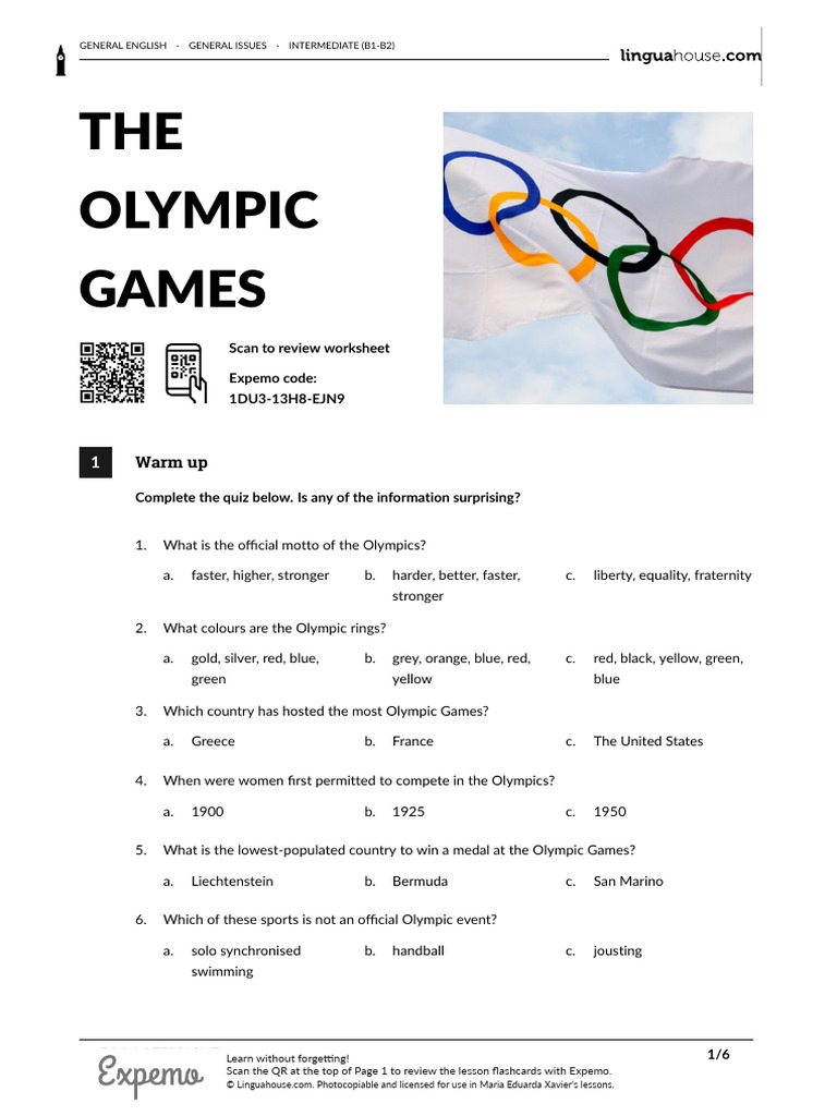 The Olympic Games British English Student | PDF