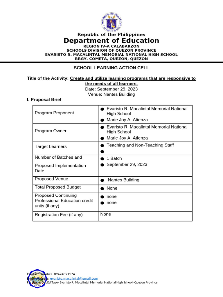 Slac Proposal Maa | PDF