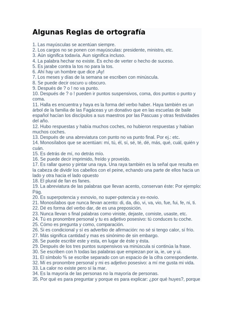 Algunas Reglas de Ortografía | PDF