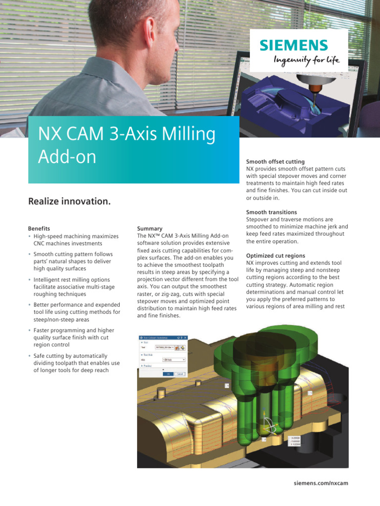 Siemens SW NX CAM 3 Axis Milling Add On Fact Sheet | PDF
