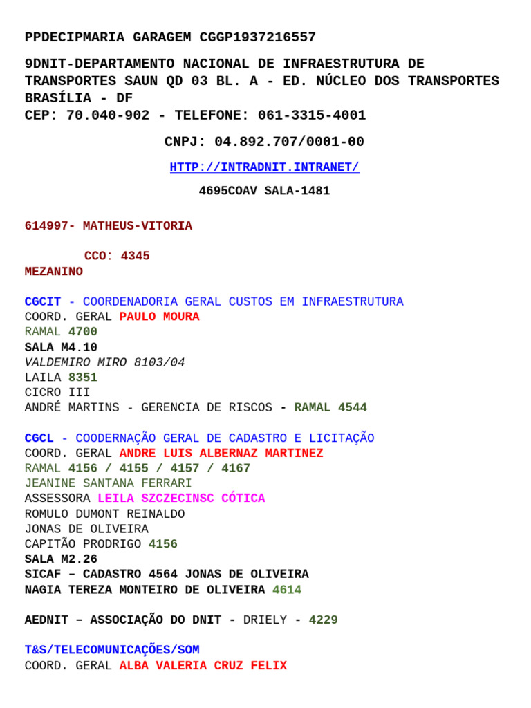 Dnit - Setores | PDF
