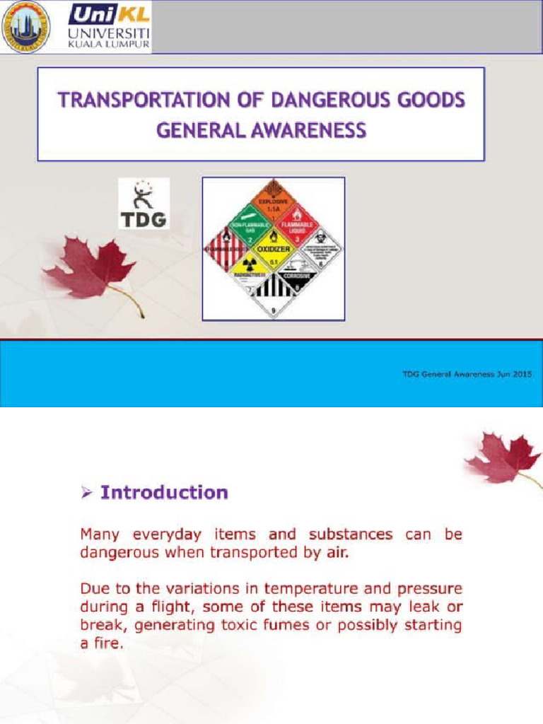 DG Transportation and Awareness | PDF