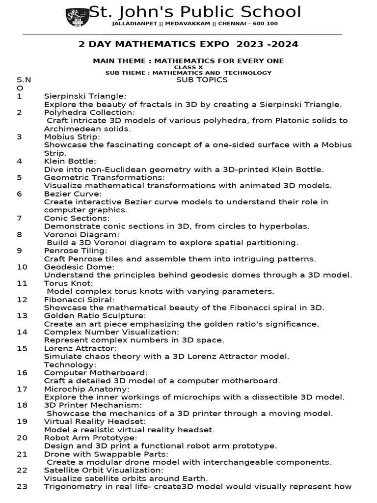 CLASS X - MATHEMATICS EXPO 100 TOPICS (Final) | PDF | Mathematics ...