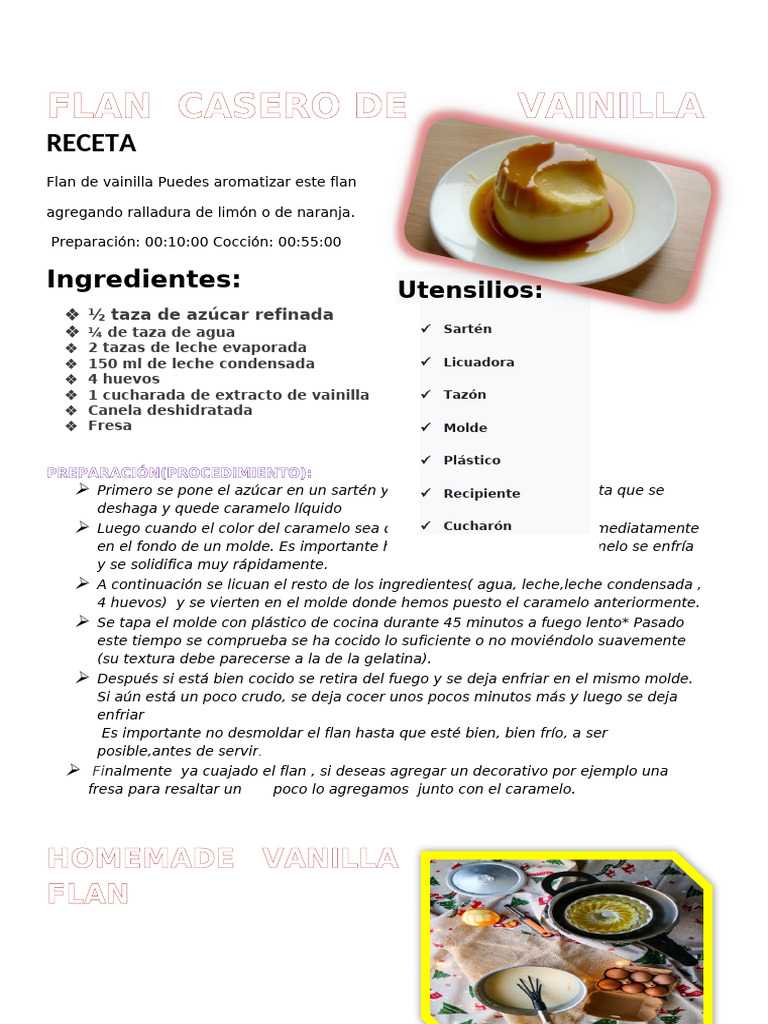 EL FLAN CASERO Ingles Exposición | PDF