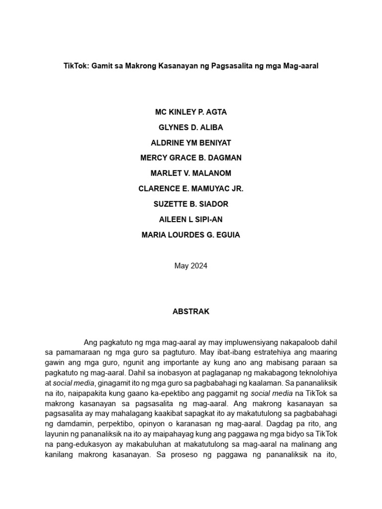 Halimbawa NG Abstrak | PDF