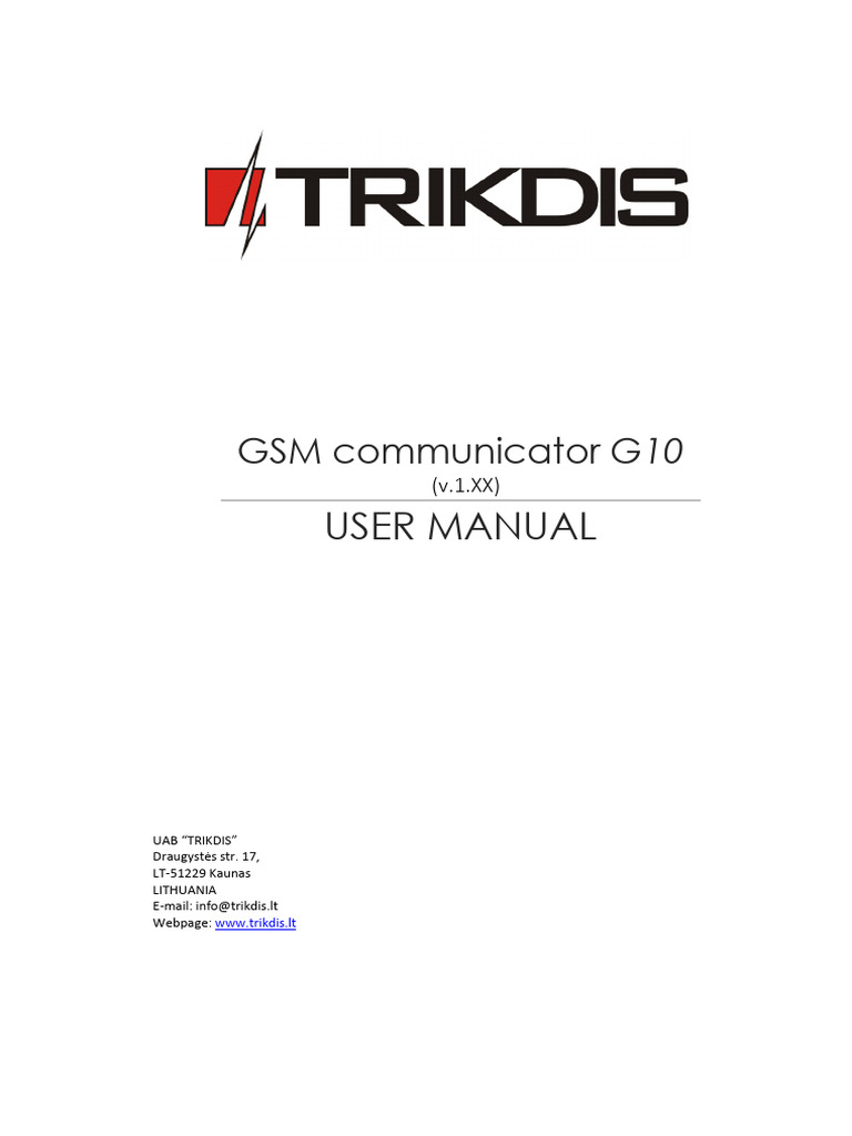 GSM Communicator G10: User Manual | PDF