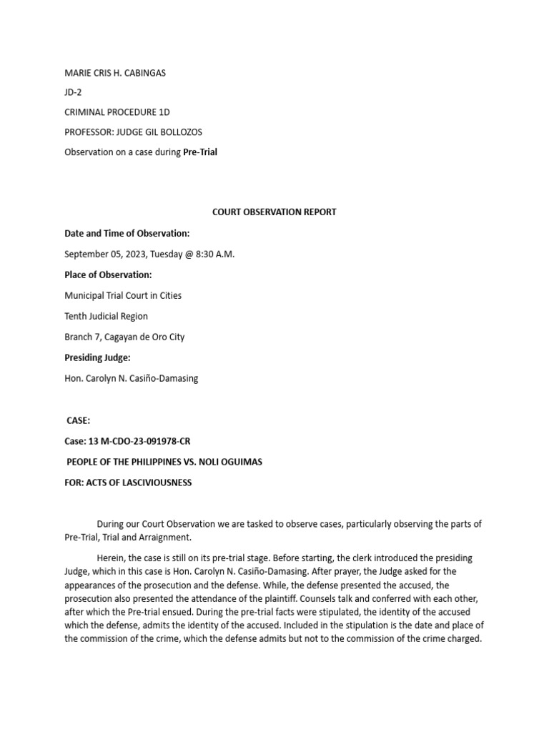 Court Observation | PDF