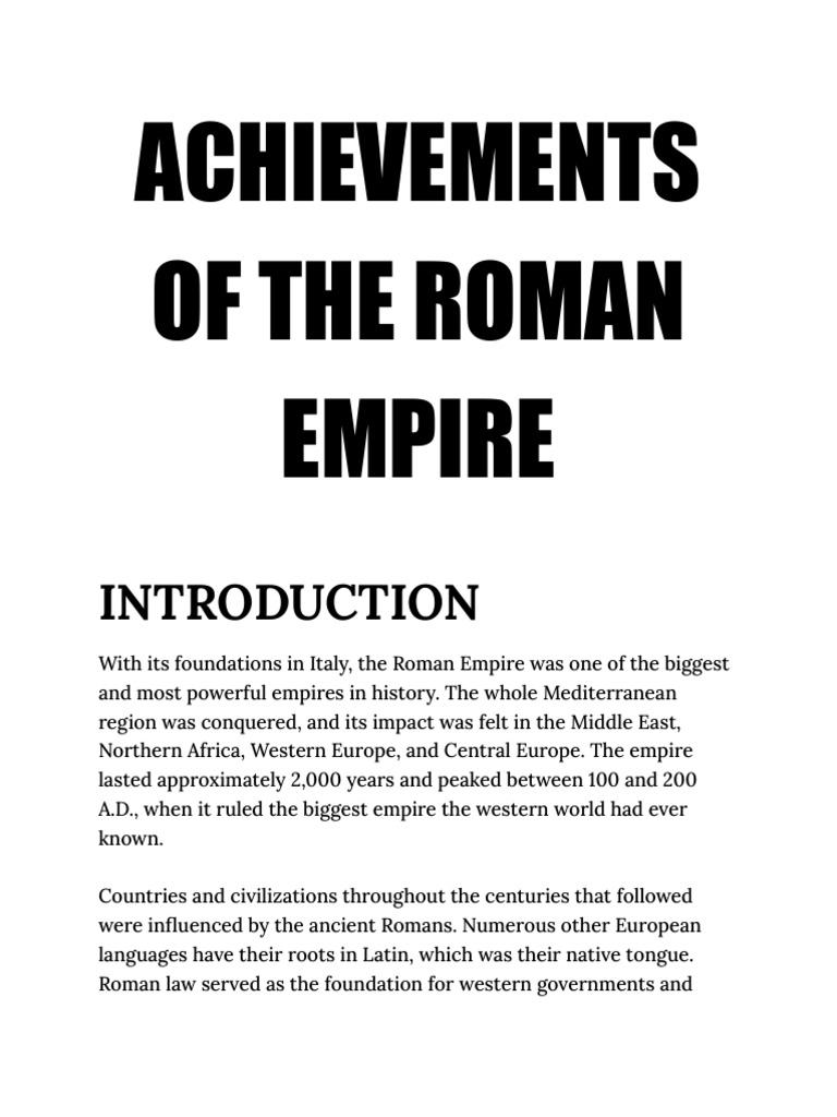 Achievements of the Roman Empire Draft1 | PDF
