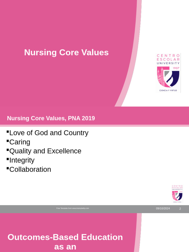 Nursing Core Values and Outcomes Based Education | PDF