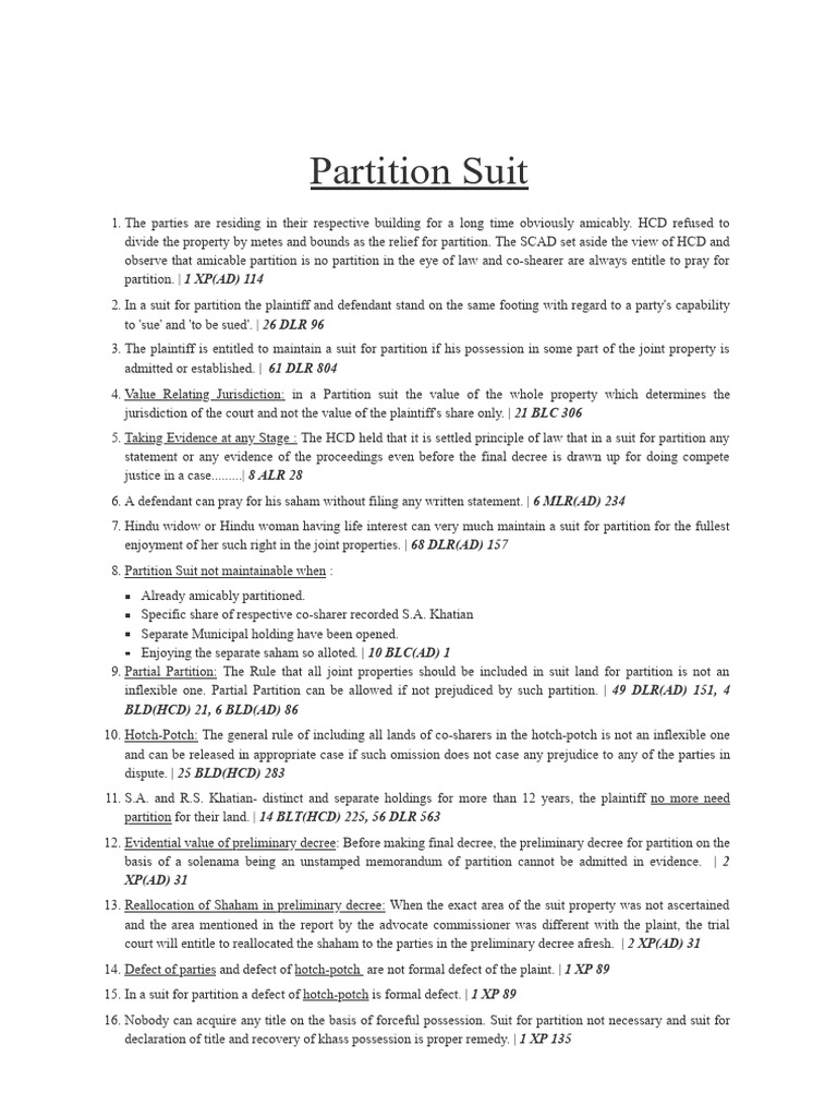 Case Law PDF Free Download On Partition Suit | PDF
