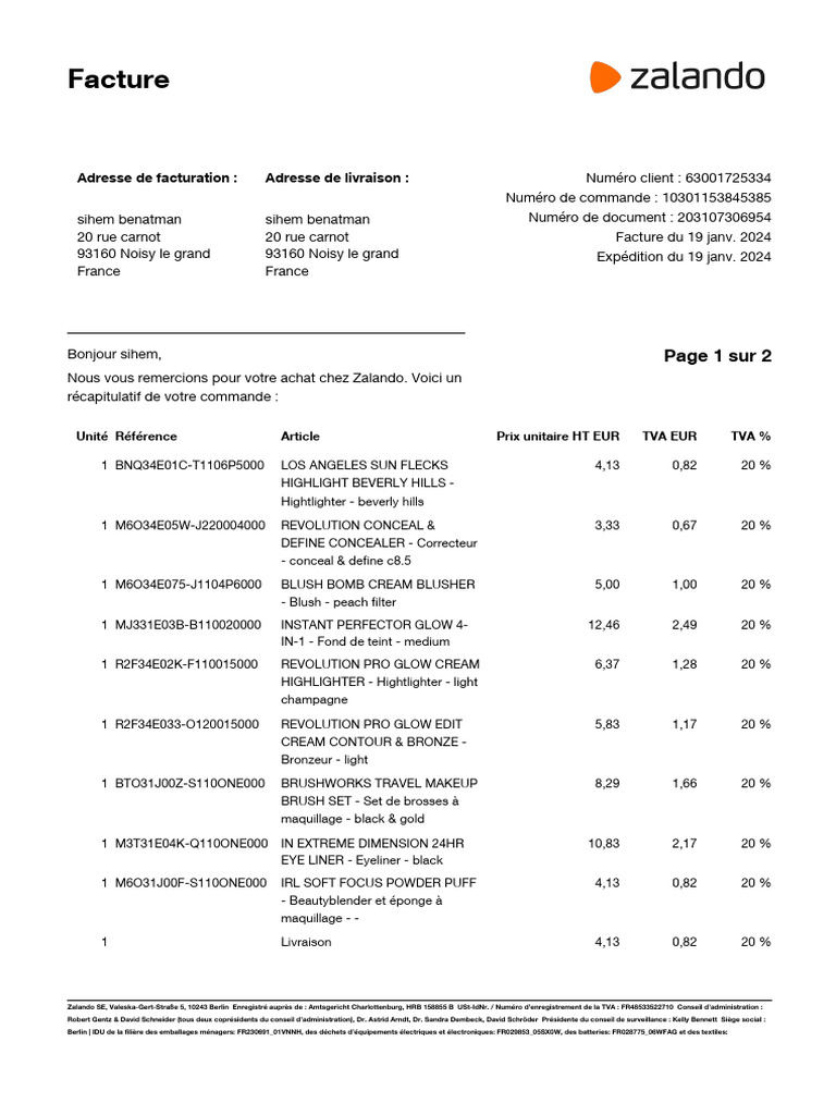 Facture-Zalando 2 | PDF