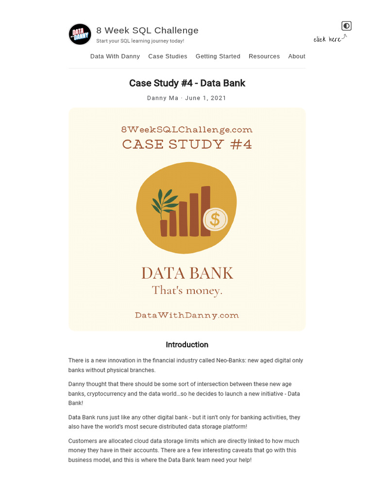 Case Study #4 - Data Bank - 8 Week SQL Challenge - Start Your SQL Learning Journey Today! | PDF