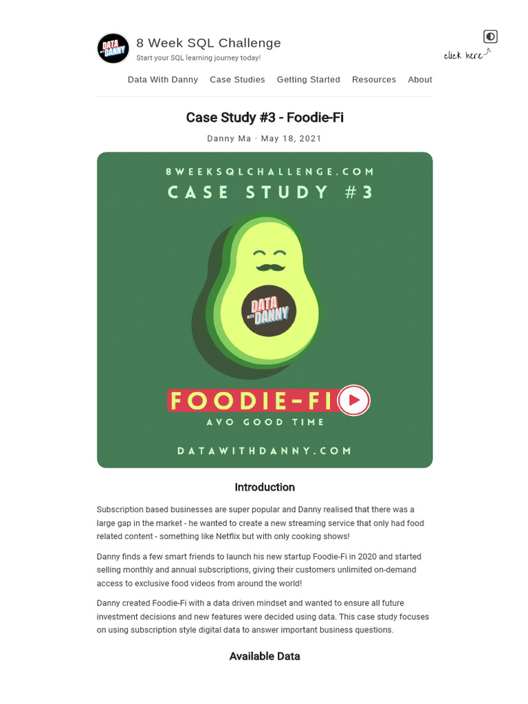 Case Study #3 - Foodie-Fi - 8 Week SQL Challenge - Start Your SQL Learning Journey Today! | PDF